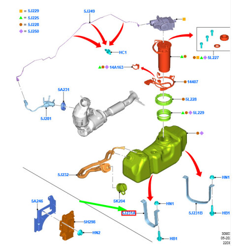 FORD RANGER T6 MK1 Reductant Tank Strap Assy 2029493 GB3G-5J231-AC NEW ...