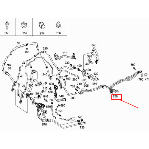 MERCEDES-BENZ S W222 Rear Air Conditioner Piping A2228307002 NEW ...