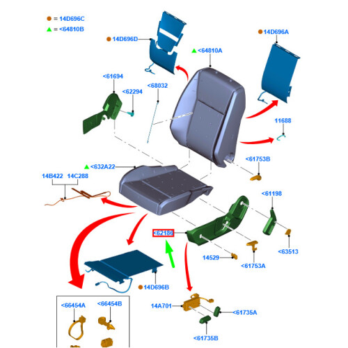 FORD RANGER T6 MK1 Front Right Seat Cushion Valance RHD 2048715 NEW ...