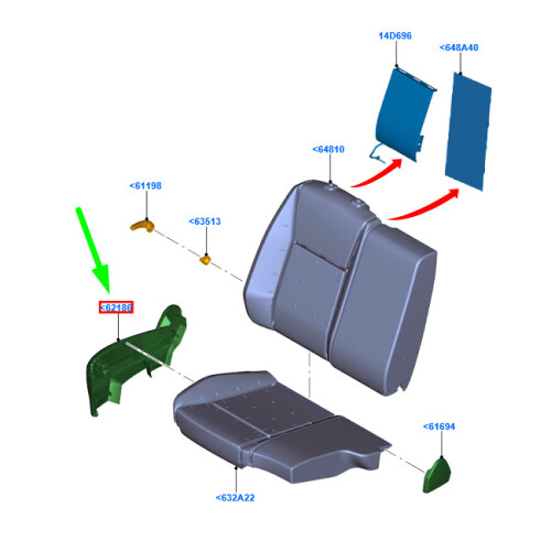 FORD RANGER T6 MK1 Front Seat Cushion Valance LHD 1733495 NEW GENUINE ...