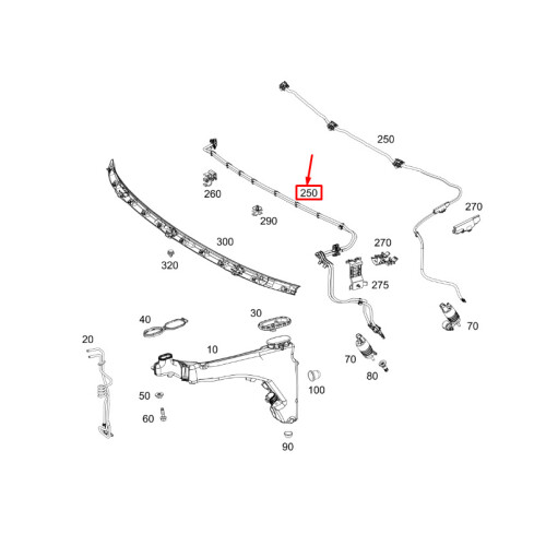 MB GLE W167 Windshield Washer Hose With Nozzle LHD A1678606500 NEW ...
