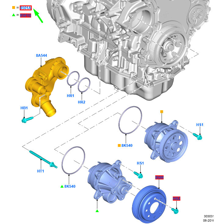FORD RANGER T6 MK1 Water Pump Assy 2219412 JB3Q-8501-AA NEW GENUINE on ...