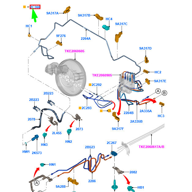 FORD RANGER T6 MK1 Front Brake Pipe Tube 1920579 EB3C-2C360-BA NEW ...