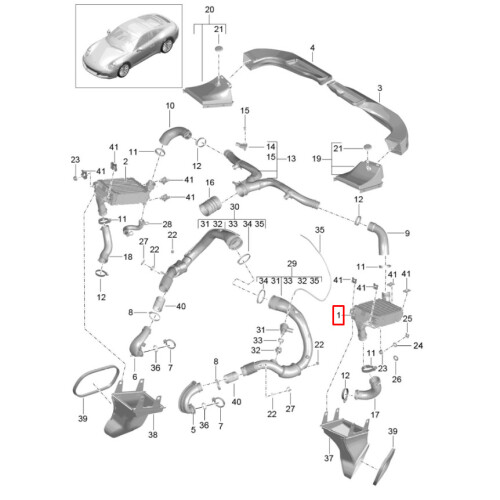 PORSCHE 911 992 Carrera Left Intercooler Radiator 9P1145621A NEW ...