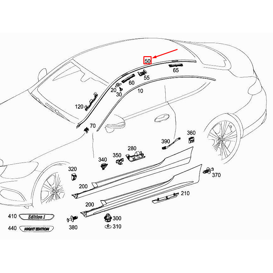 MERCEDES-BENZ C Coupe C205 Left Roof Water Deflector A2056901382 NEW ...