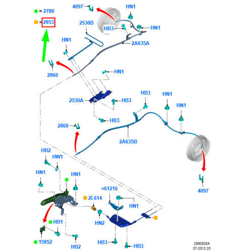 FORD RANGER T6 MK1 Hand Brake Cable RHD AB31-2853-BD 1730005 NEW ...