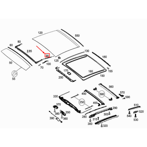 MERCEDES-BENZ E W213 Sunroof Wind Deflector Hinge A2137804300 NEW ...