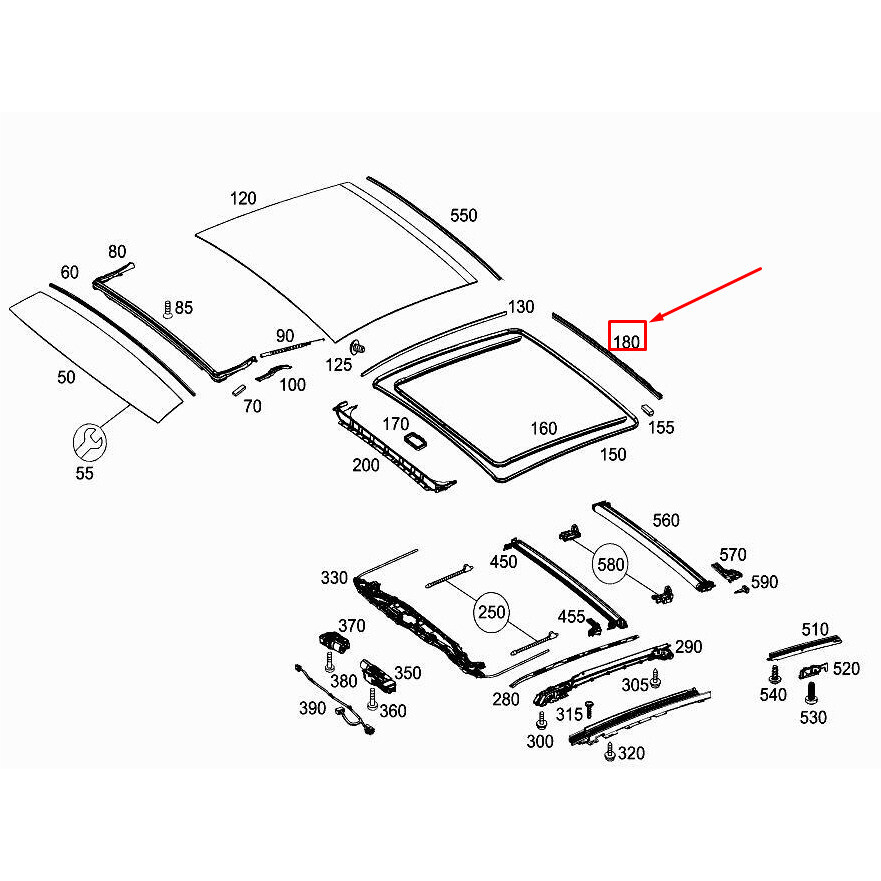 MERCEDES-BENZ E W213 Center Sliding Sunroof Seal A2137820600 NEW ...