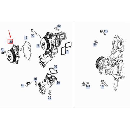 MERCEDES-BENZ A W177 Engine Water Pump Bearing Housing A6542010010 NEW ...