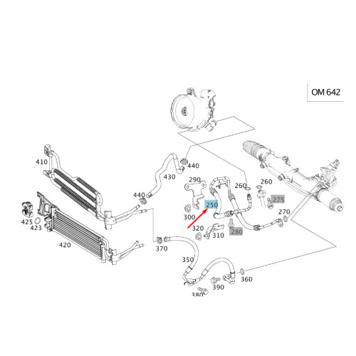 MERCEDES-BENZ C W204 Pump To Steering Expansion Hose RHD A2044605324 ...