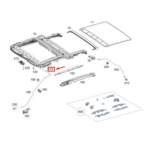 MERCEDES-BENZ GLE W167 Sliding Roof Drain Hose A1677805300 NBEW GENUINE ...