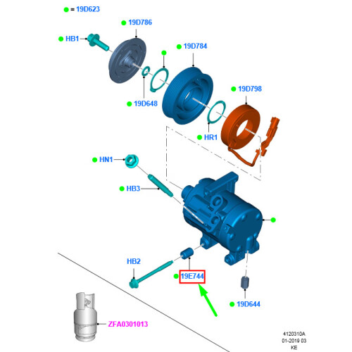 FORD RANGER T6 MK1 A/C Compressor Pin 3393938 E9SH-19E744-BA NEW ...