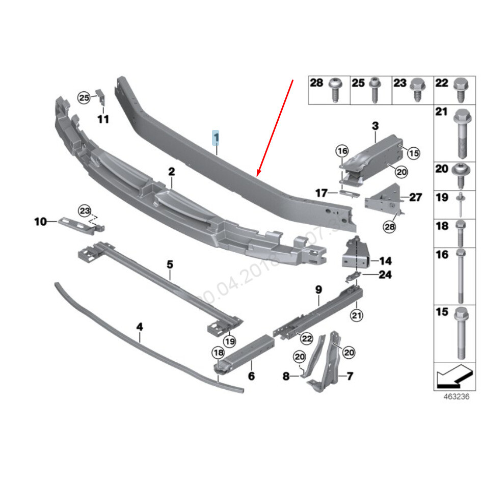 BMW X1 F48 Front Bumper Crash Bar 51117342439 7342439 2015 New Genuine ...