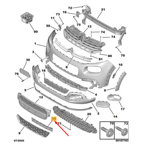 CITROËN C3 MK3 SX Front Bumper Air Inlet Grille Closer 9836044480 NEW ...