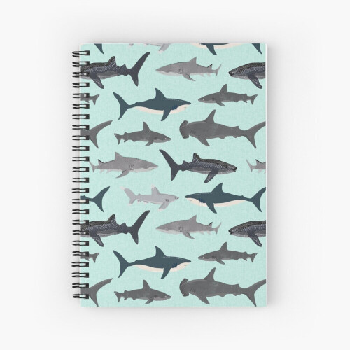 Spiral Notebook Sharks, art ,ocean life,sea life ,animal ,marine ...
