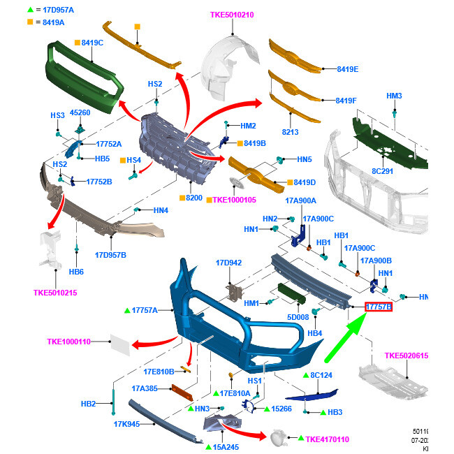 FORD RANGER T6 MK1 Front Bumper Beam Assy 1893692 EB3B-17F021-FA NEW ...