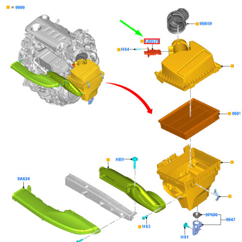 FORD MONDEO MK5 Mass Air Flow Sensor MAF 2497536 JX6A-12B579-DB NEW ...