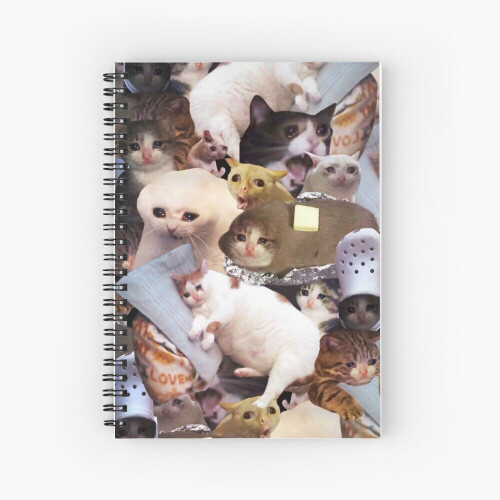 Spiral Notebook Crying Cat Memes A5 120 Pages on OnBuy