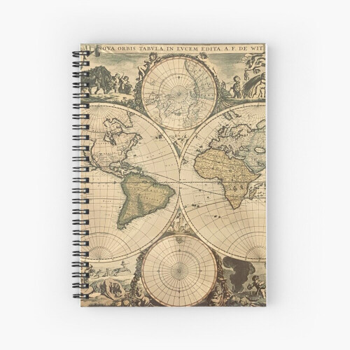 Spiral Notebook An Old Map of the World 1670 Edition No.2 A5 120 Pages ...