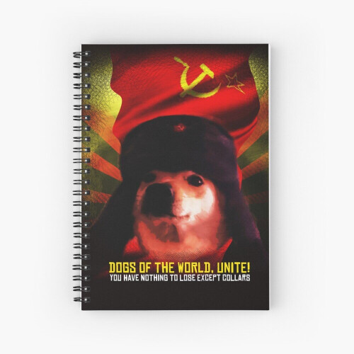 Spiral Notebook Communist Comrade Doggo Meme Funny Doge dog Jimbo with Russia Sickle and star on ...
