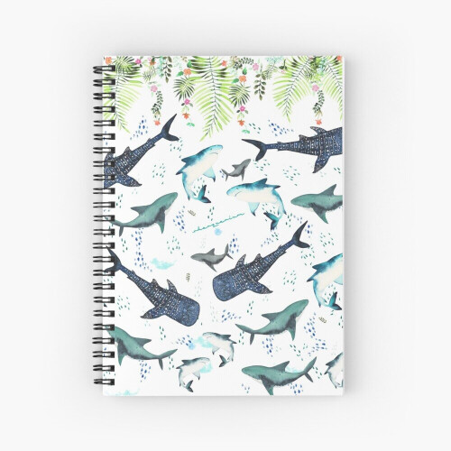 Spiral Notebook floral shark pattern A5 120 Pages on OnBuy