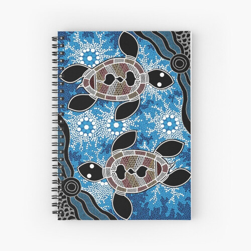 Spiral Notebook Authentic Aboriginal Art - Sea Turtles A5 120 Pages on ...