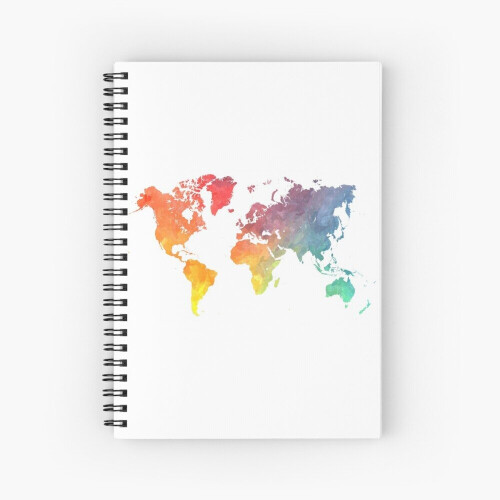 Spiral Notebook Map of the world colored A5 120 Pages on OnBuy