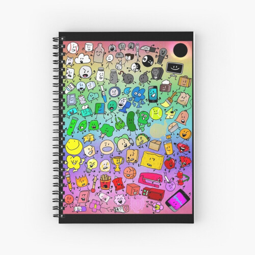 Spiral Notebook BFDI Inanimate Insanity All Characters (Rainbow) A5 120 ...