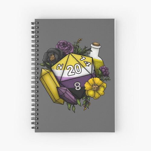 Spiral Notebook Pride Nonbinary D20 Tabletop RPG Gaming Dice A5 120 ...