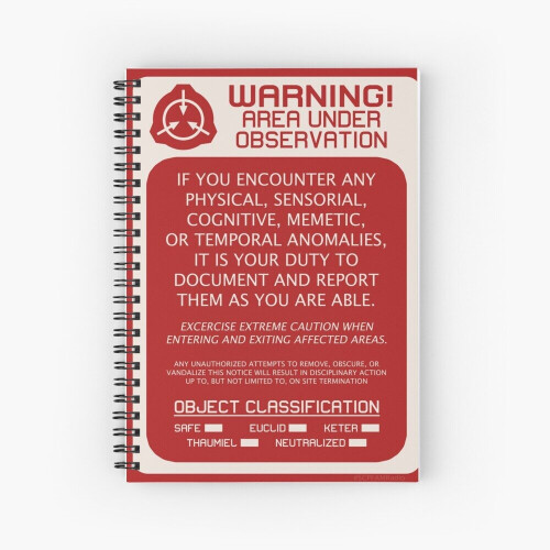 Spiral Notebook SCP Foundation Red WARNING Signage - Red Background A5 ...