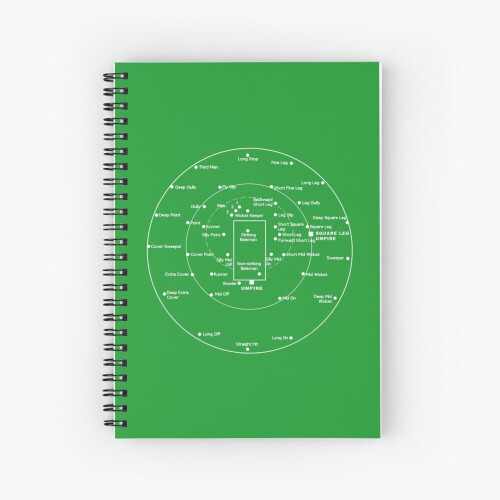 Spiral Notebook CRICKET PITCH POSITIONS- Fielding Positions Diagram A5 ...