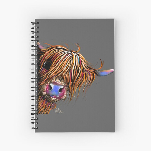 Spiral Notebook HiGHLaND CoW PRiNT SCoTTiSH ' SuGaR LuMP oN GReY BY ...