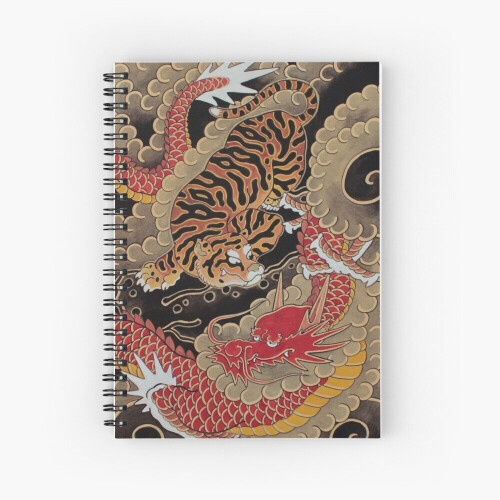 Spiral Notebook Traditional Japanese Irezumi Tiger And Dragon A5 120 ...