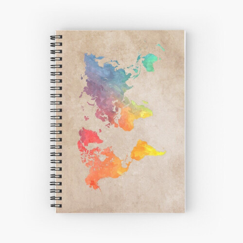 Spiral Notebook World Map maps A5 120 Pages on OnBuy