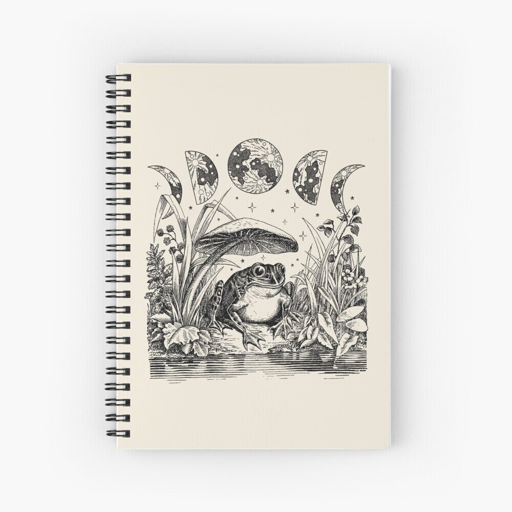 Spiral Notebook Cute Cottagecore Aesthetic Frog Mushroom Moon Witchy ...