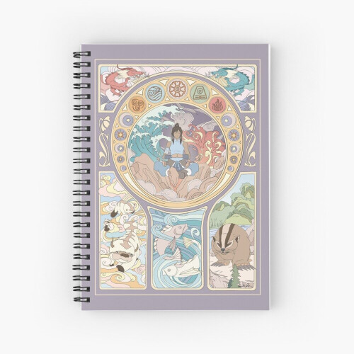 Spiral Notebook Avatar Korra and Original Benders, Art Nouveau A5 120 ...