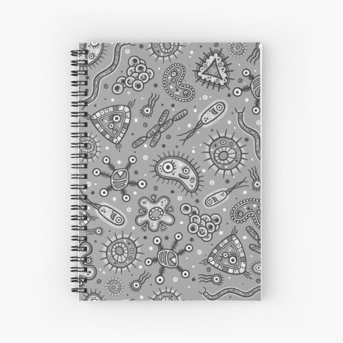 Spiral Notebook Cartoon Microbes - Grey Gray A5 120 Pages on OnBuy
