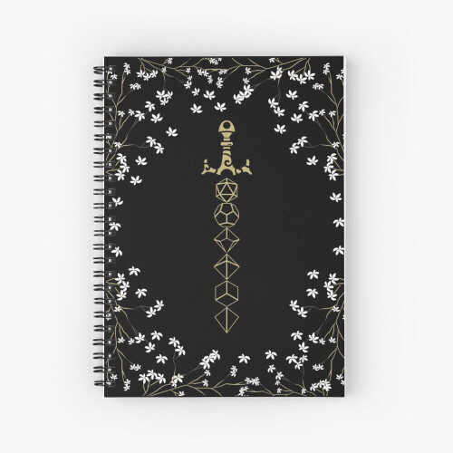 Spiral Notebook Tabletop RPG Boho Floral Dice Sword A5 120 Pages on OnBuy