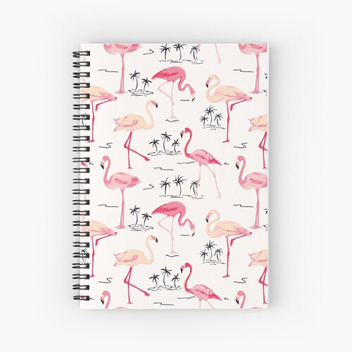 Spiral Notebook Flamingo Bird Retro Background A5 120 Pages on OnBuy