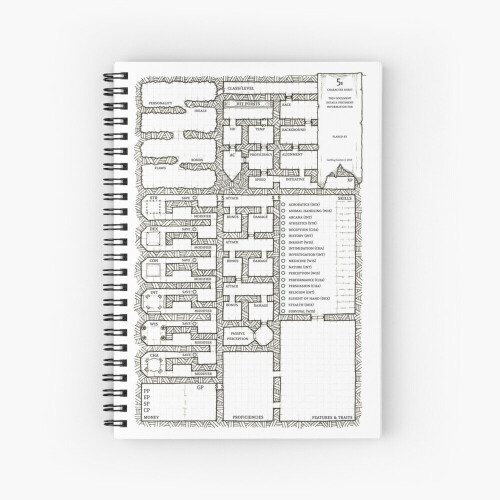 Spiral Notebook Dungeon Themed 5e Character Sheet Art A5 120 Pages on OnBuy
