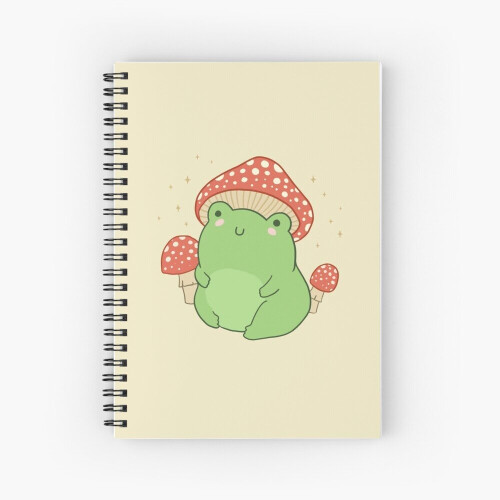 Spiral Notebook Kawaii Frog with Mushroom and Toadstools - Cottagecore ...