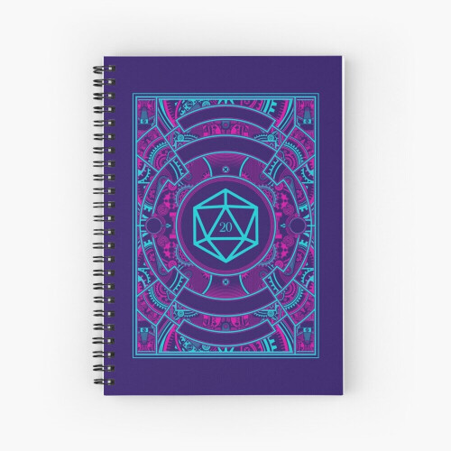 Spiral Notebook Futuristic Neon Noir Tabletop RPG D20 Dice A5 120 Pages ...