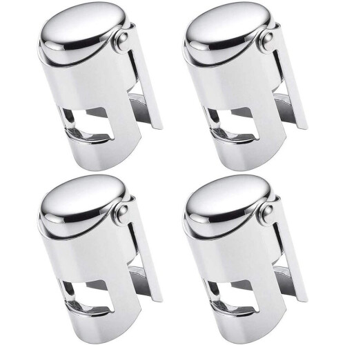 Champagne Corks, 4 Pack Vacuum Sealed Stainless Steel Sparkling Wine ...