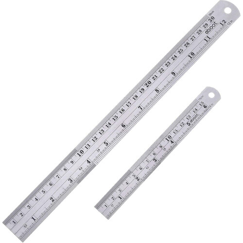 Stainless Steel Ruler 12 Inch and 6 Inch Metal Ruler Kit with ...