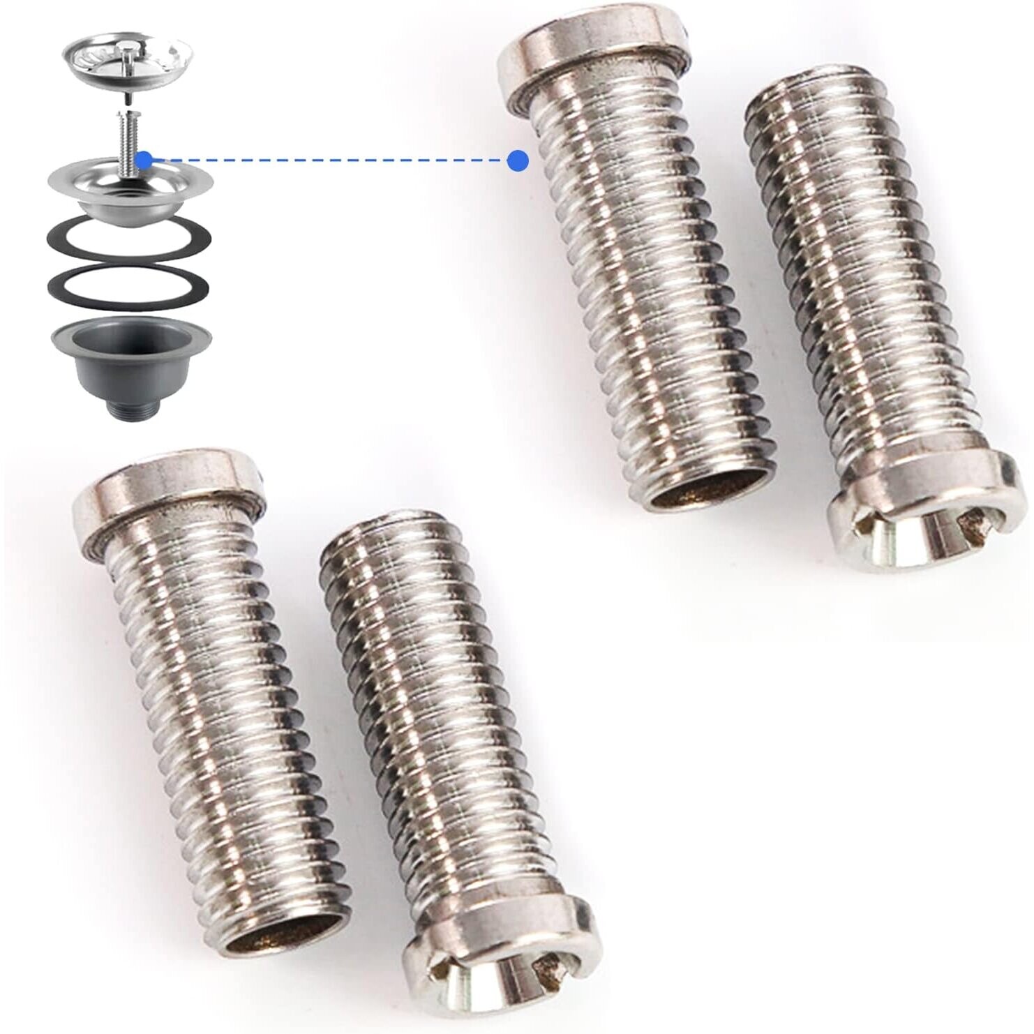 Pack 45mm Hollow Sink Screws for Strainer Basket Valves Stainless Steel ...