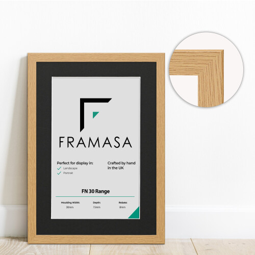 (Oak Frame Black Mount, 32x22 Pic (36x26 Frame)) Oak Photo Frames With ...