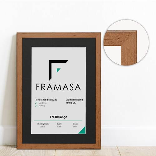 (Walnut Frame Black Mount, A3 Pic (A2 Frame)) Walnut Photo Frames With ...