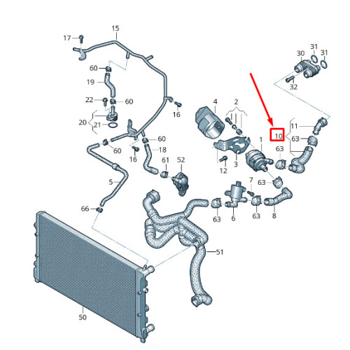VW GOLF VII Variant BA MK7 Engine Coolant Hose 6R0122157AR NEW GENUINE ...