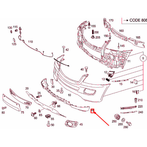 MERCEDES-BENZ ML W164 Front Bumper Bottom Trim A16488507257C45 NEW ...