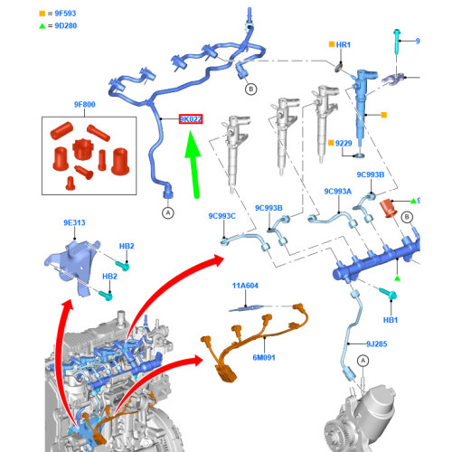 FORD TRANSIT MK4 Fuel Injector Tube Assy 2283206 GK2Q-9K022-AD NEW ...